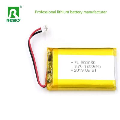 China Prismatic Lithium Polymer Battery Cell 803060 3.7V 1500mAh 5.55wh For Pet Locator for sale