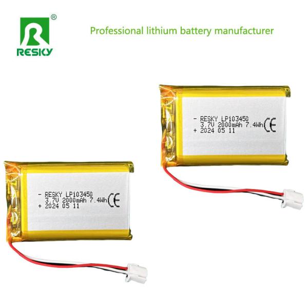 Quality Flat Lithium Polymer Battery Cell 523450 603450 803450 103450 3.7v 2000mAh Lipo Batteries for sale