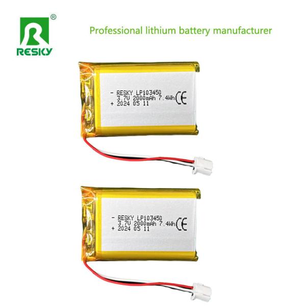 Quality Flat Lithium Polymer Battery Cell 523450 603450 803450 103450 3.7v 2000mAh Lipo for sale