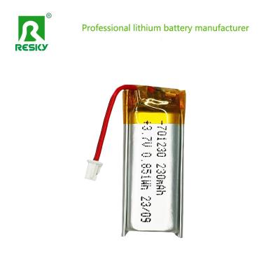 China Draagbare 701230 3.7v 230mAh oplaadbare lithium-polymerbatterij voor kleine elektronische apparaten Te koop