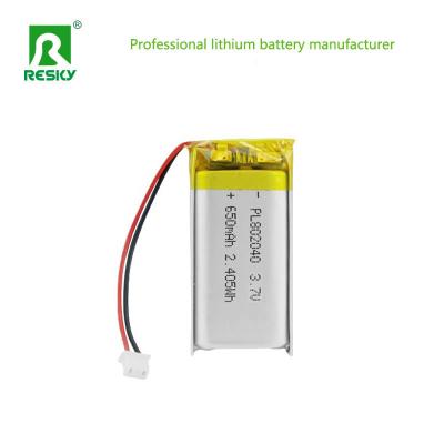 China Solar Lithium Cell 802040 3.7V 650mAh Oplaadbare Lithium Ion Polymer Battery Voor Bauty-apparaat Te koop