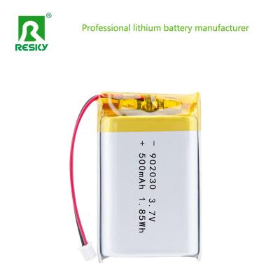 China Li-Ion Lithium Battery 902030 3.7V 500mAh 1.85wh Rechargeable Lipo Battery For VR glassess for sale