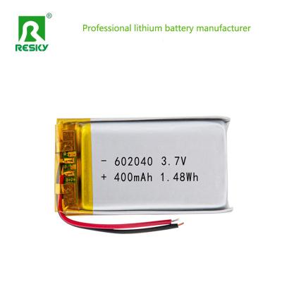 China Rechargeable lithium polymer battery cell 602040 400mAh 450mAh 3.7V power lipo battery for sale