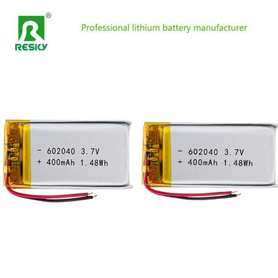 China Solar Lithium Polymer Battery Cell 602040 450mAh 3.7V Rechargeable Lipo Battery Pack for sale