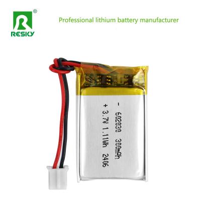 China Oplaadbare Li-Polymer LP602030 3.7v 300mAh 1.11wh Batterijcel voor slimme wearables Te koop