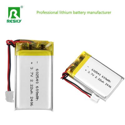 Cina Batteria al litio polimerico Cellula 602540 600mAh 3.7V 2.22wh Batterie solari Lipo per monitor medici in vendita