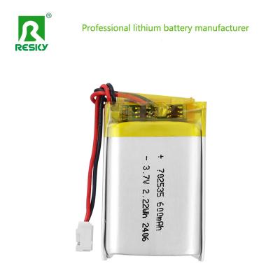 China Solar Lipo Battery Cell LP702535 3.7V 600mAh 2.22wh Oplaadbare lithiumbatterijen voor luidsprekers Te koop