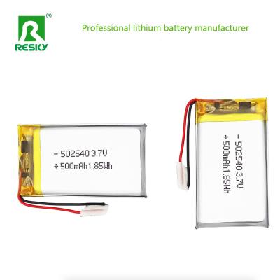 China Lithium Polymer Battery Cell 502540 3.7v 500mAh 1.85wh Lithium Ion Batteries For Monitor for sale