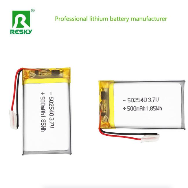 502540 Lithium Polymer Battery Cell side view