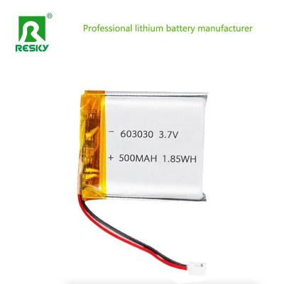 Китай Перезаряжаемая батарея Lifepo4 Cell 603030 3.7v 500mAh 1.85wh Мощность литий-ионные батареи для портативных медицинских устройств продается