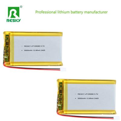 China Lithium Ion Battery Cell LP105060 3.7V 3500mAh 12.95wh Solar Rechargeable Lip Battery Pack for sale