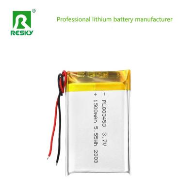 China Flat Power Lithium Battery Cell 803450 3.7v 1500mAh 5.55wh Rechargeable Lipo Polymer Battery Pack for sale