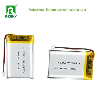 China Rechargeable Lipo Lifepo4 Batteries 803040 3.7v 1000mAh 3.7wh Solar Lithium Polymer Battery Cell for sale