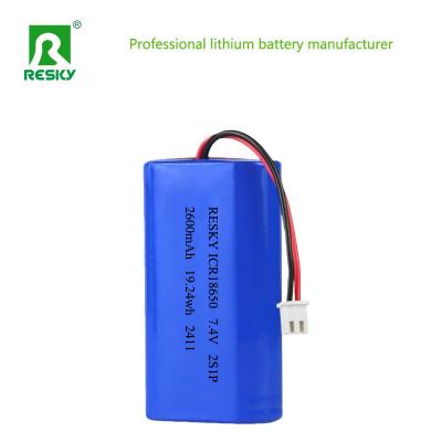 중국 충전식 18650 리튬 배터리 배터리 팩 2600mAh 7.4V 19.24wh 리포 배터리 팩 판매용