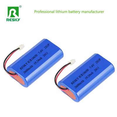 중국 리튬 배터리 셀 18650 Li-ion 배터리 팩 3.7v 7.4V 2600mAh 19.24wh 전원 리튬 배터리 판매용
