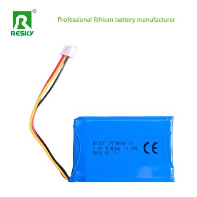 China 2000mAh 7.4V Square Lithium Polymer Battery Pack for Portable Printer and Medical Devices for sale