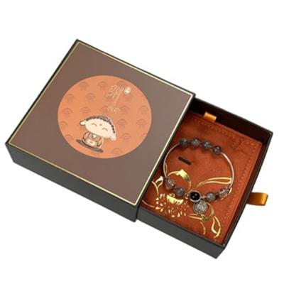 Cina Scatola del cassetto dei gioielli di carta patinata con stile cinese della disposizione della stagnola di oro dell'inserzione della schiuma in vendita