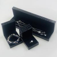 China Black Crocodile Pattern Jewelry Set Box Paper Velvet Insert Rectangle for sale