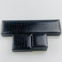 China Black Crocodile Pattern Jewelry Set Box Paper Velvet Insert Rectangle for sale