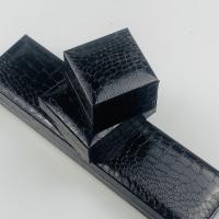 China Black Crocodile Pattern Jewelry Set Box Paper Velvet Insert Rectangle for sale