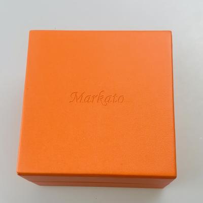 Cina Scatole per orologi personalizzate con goffratura in pelle PU arancione Vernice opaca in vendita