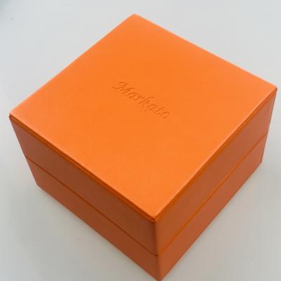 Cina Scatole per orologi personalizzate con goffratura in pelle PU arancione Vernice opaca in vendita