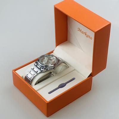 Cina Scatole per orologi personalizzate con goffratura in pelle PU arancione Vernice opaca in vendita