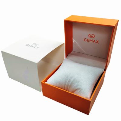 Cina Colore arancio lucido Logo With Foam Pillow su ordinazione del contenitore di orologio di carta da stampa in vendita