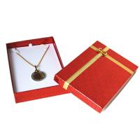 China Bowknot Paper Gift Packaging Box Velvet Insert Rectangle Necklace Box for sale