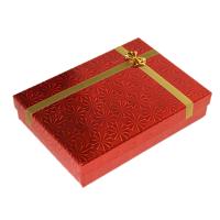 China Bowknot Paper Gift Packaging Box Velvet Insert Rectangle Necklace Box for sale
