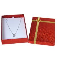 China Bowknot Paper Gift Packaging Box Velvet Insert Rectangle Necklace Box for sale