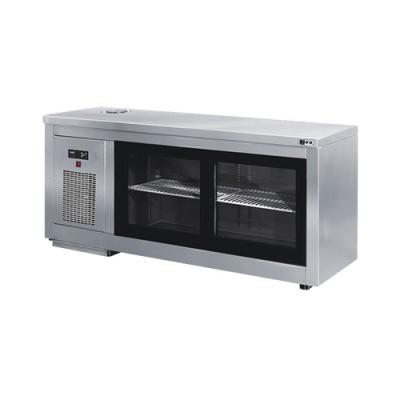 China Digital Counter Top Display Freezer Air Cooled Sliding Double Glass Door Freezer for sale