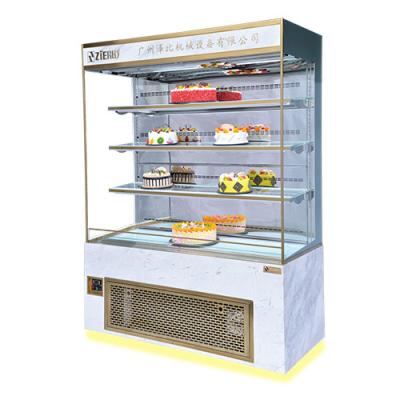 China 90cm-210cm Width Glass Cake Display Cabinet Air Curtain Heat Preservation for sale