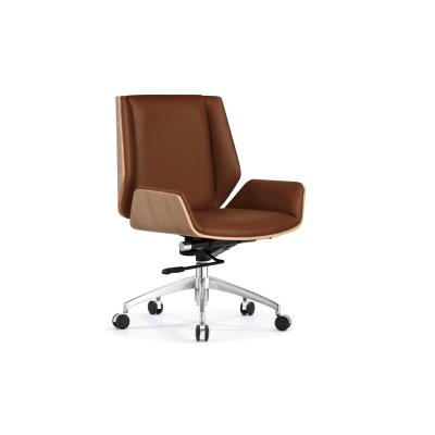 Cina Pelle marrone Ergonomico Domestico Sedie ufficio Pelle di cuoio in vendita