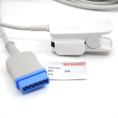 China Reusable Dash 2000/3000 Compatible GE 11Pin Solar 8000/8000M Adult Finger Clip Monitor Sensor SpO2 Cable for sale