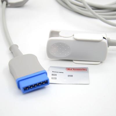 China Reusable Dash 2000/3000 Compatible GE 11Pin Solar 8000/8000M Adult Finger Clip Monitor Sensor SpO2 Cable for sale