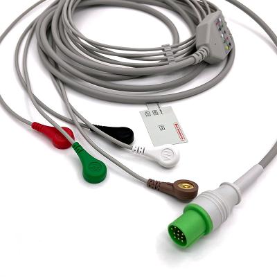 China GE Helige 10 Pin ECG 5lead ECG Med Accessories Medical ECG Monitor Cable Multipurpose 0.9m Size for sale