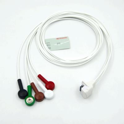China Compatible Mortara H3 Holter Recorder ECG Cable Leadwires 5 Leads Snap AHA for sale