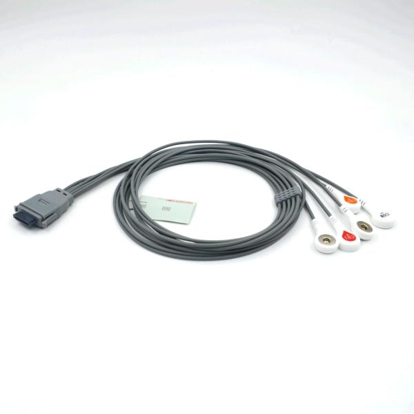 ECG Cable Holter Probe 5Leads Snap AHA/IEC Compatible for Biomedical Edan