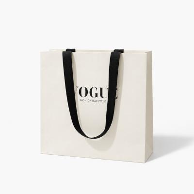 China Wholesale Price Recycled Materials Hot Stamped Logo Printed Luxury Clothing Socks Packing Paperboard Shopping Bag Ribbon Low MOQ for sale
