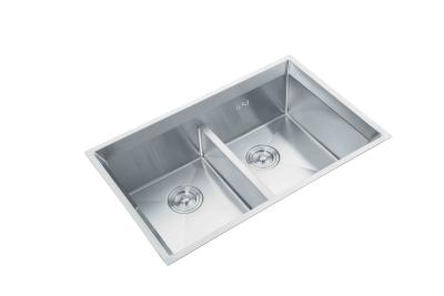 China Classical Design Stainless steel 304 Satin Finished Double Bowls Sink for sale