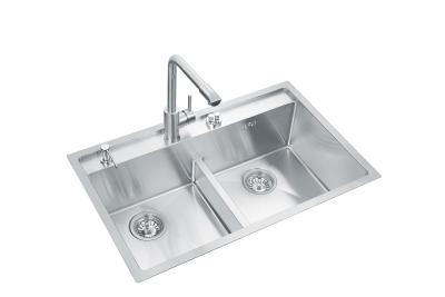 China Round Corner Stainless steel 304 Satin Finished Double Bowls Sink for sale