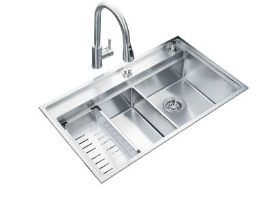 China R10 Corner Stainless steel 304 Satin Finished Double Bowls Sink for sale