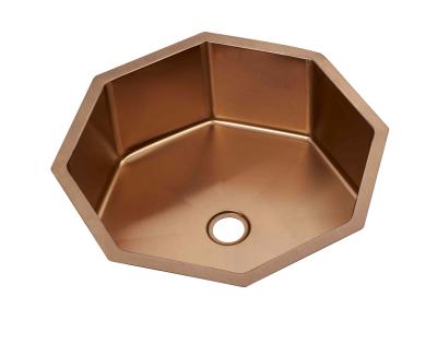 China Octangle Gold Color Stainless Steel Bathroom / Kitchen Basin for sale