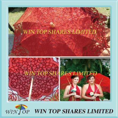 China Red Wedding Bridal Umbrella with Embroidery(WTL113) for sale