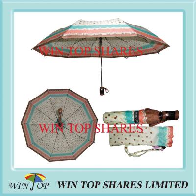 China DOT Design Heat Transfer Printing 3 Folds Auto Umbrella for sale