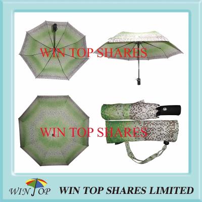 China Fashion Sublimation Auto Steel 3 Section Umbrella for sale