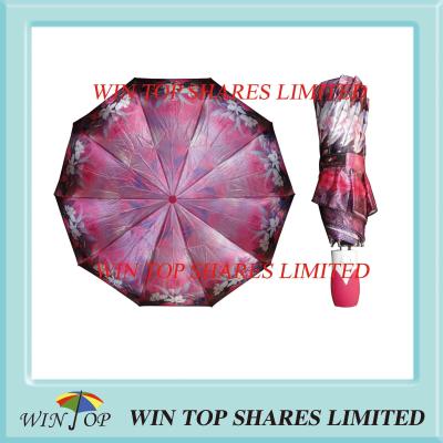 China Auto Open and Close Printed Satin Ladies Umbrella for sale