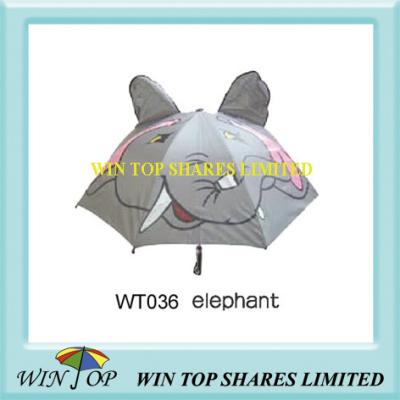China Grey Elephant Model Imprinted Children Umbrella for sale