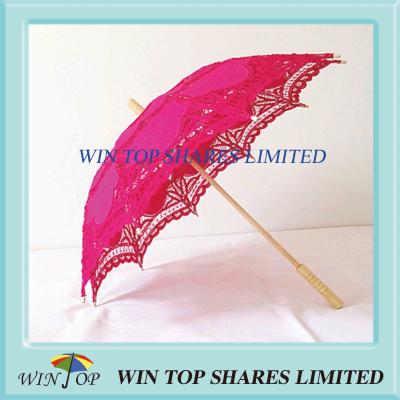 China China 38cm wooden embroidery cotton umbrella for sale